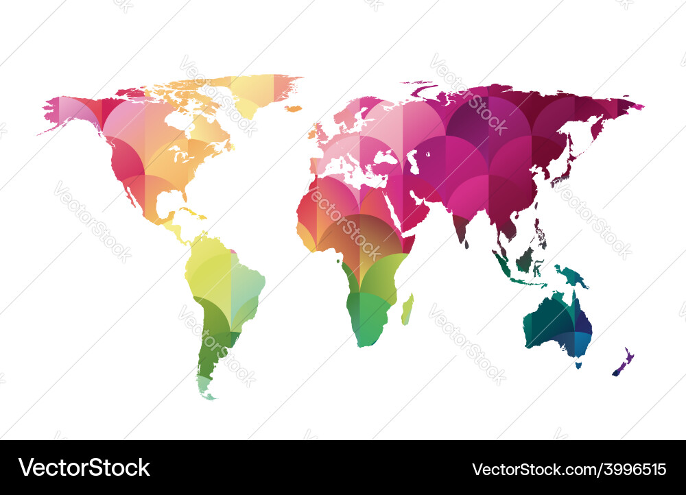 Mosaic world map Royalty Free Vector Image - VectorStock