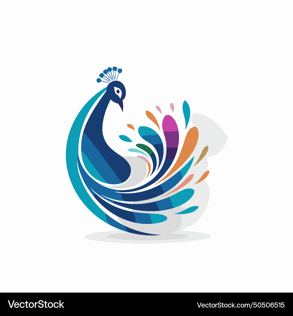 Peacock logo design template colorful icon Vector Image
