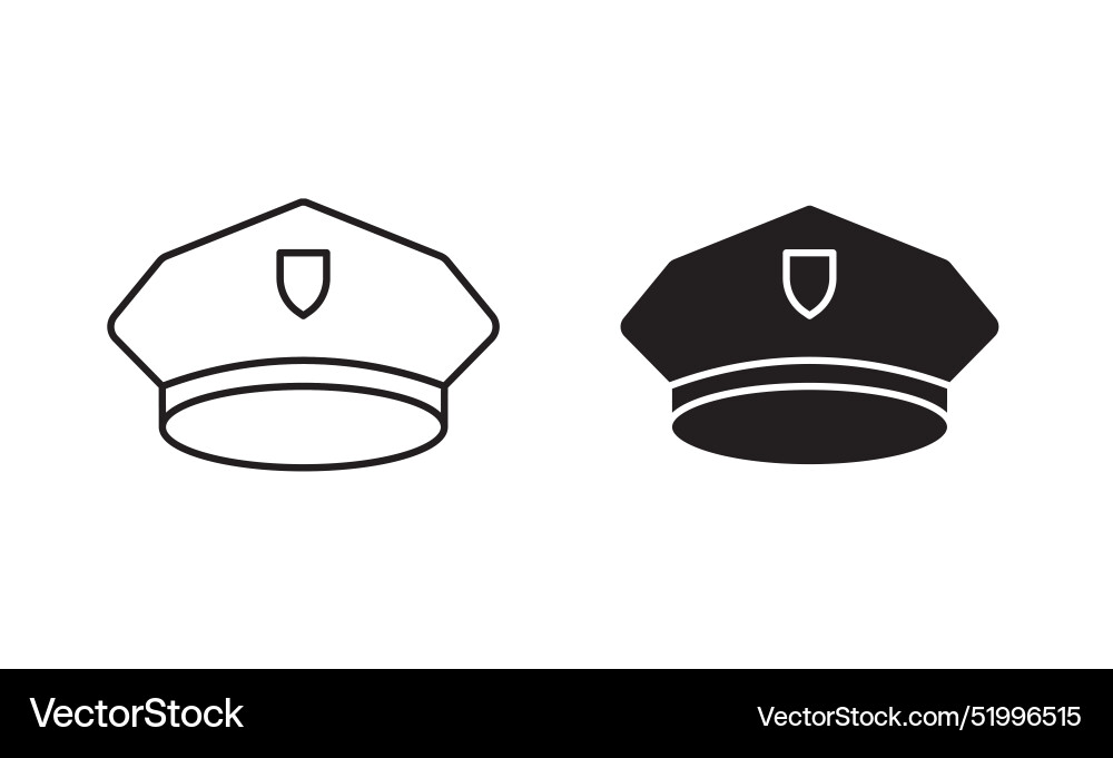 Police officer cap linear art icon set Royalty Free Vector
