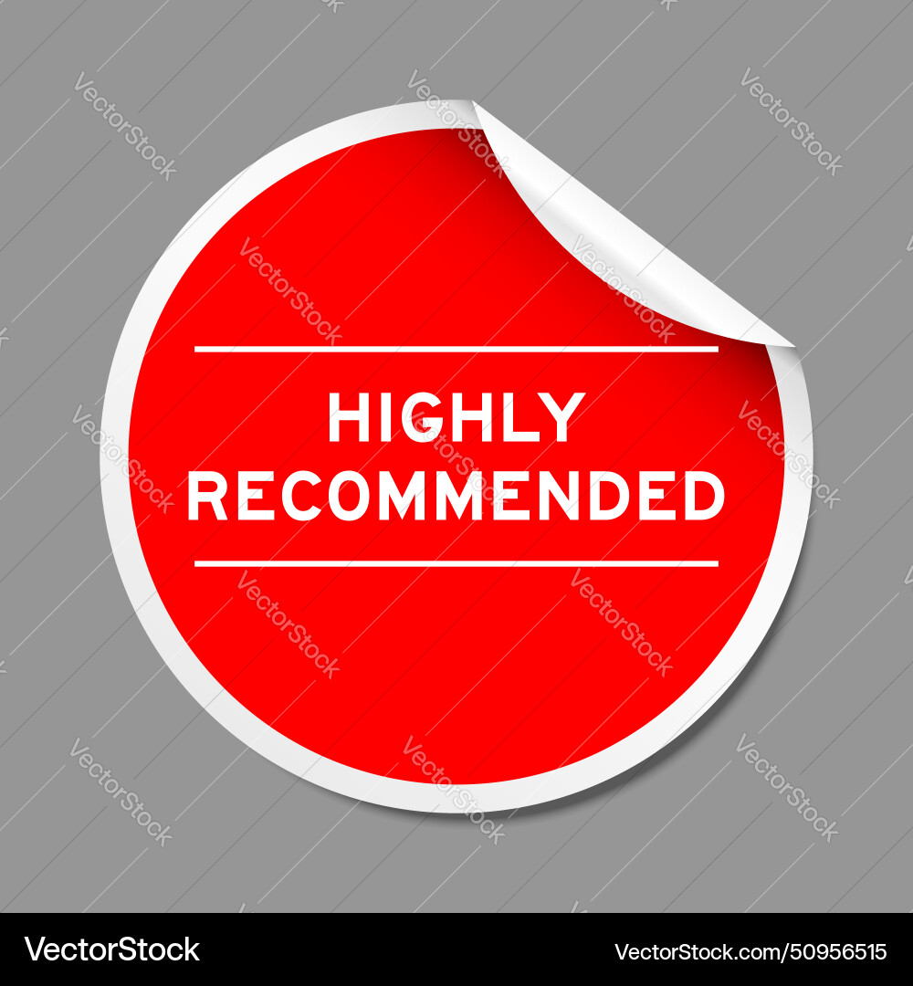 Red color peel sticker label with word highly Vector Image