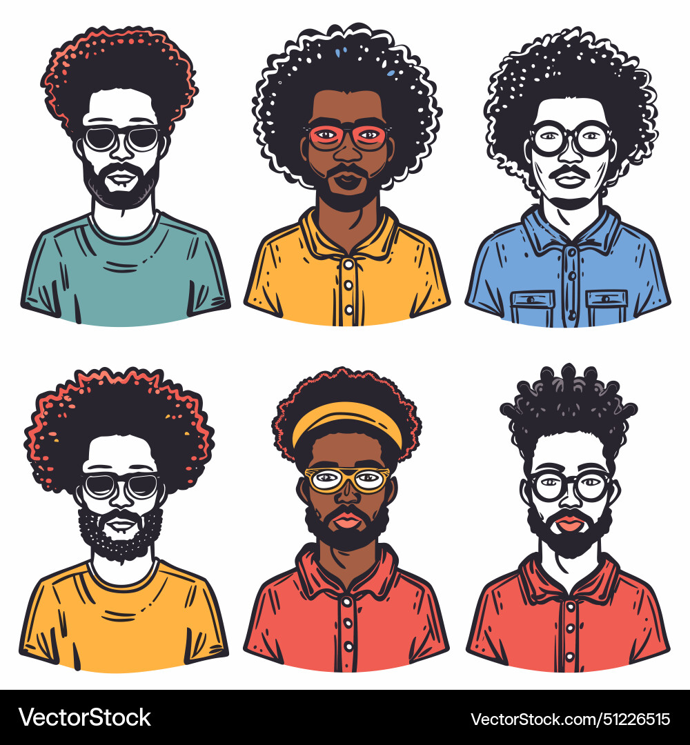 Six different african american male characters Vector Image