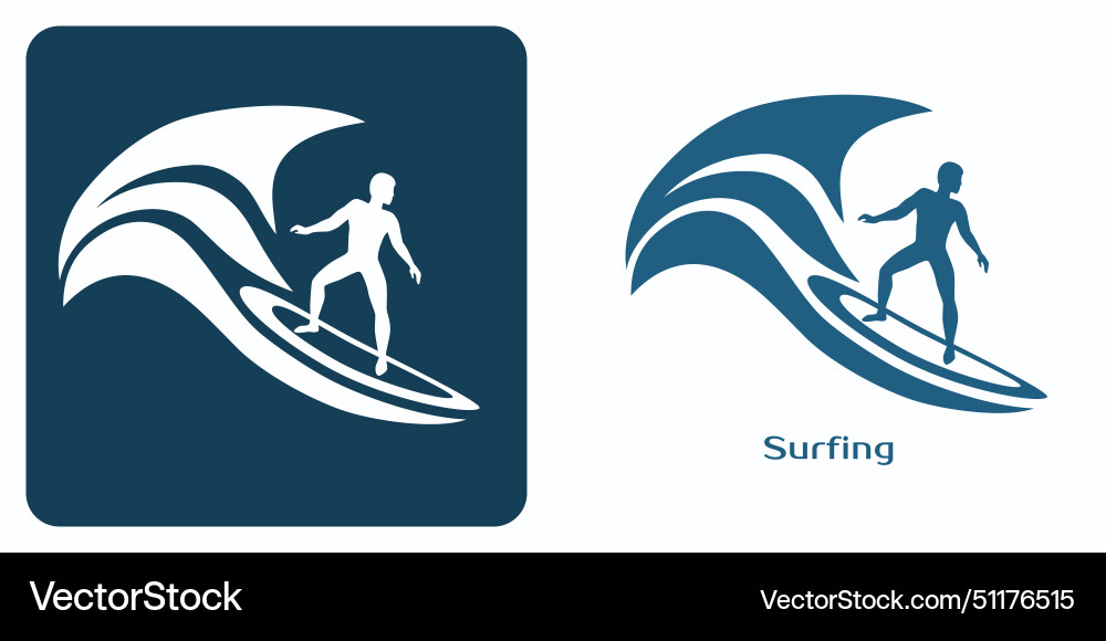 Surfer riding a big wave recreational Royalty Free Vector