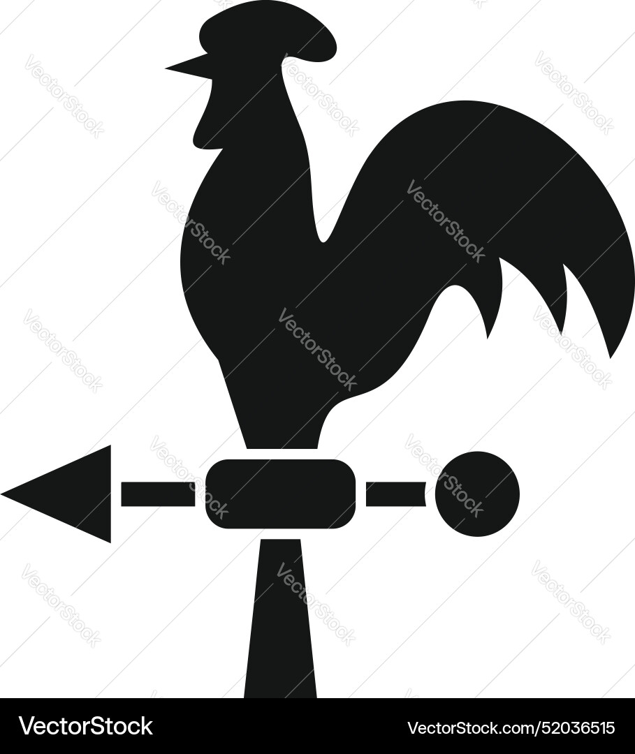 Weather vane with rooster showing wind direction Vector Image