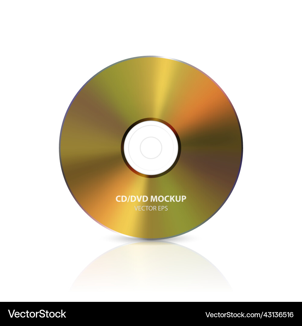 3d realistic golden cd dvd on white Royalty Free Vector