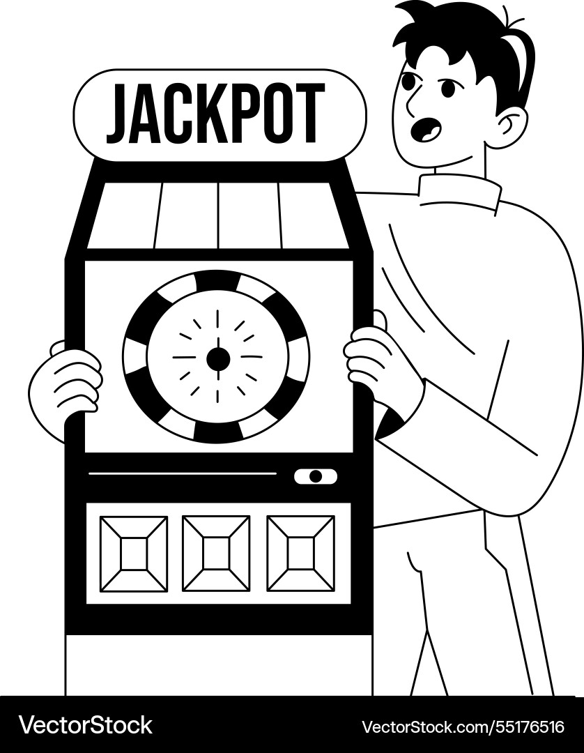 A glyph style of jackpot machine Royalty Free Vector Image