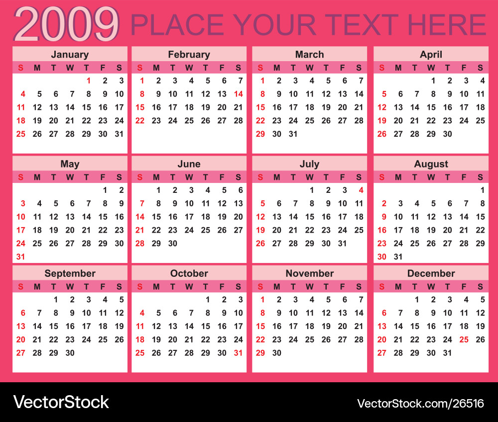 Calendar for 2009 Royalty Free Vector Image - VectorStock