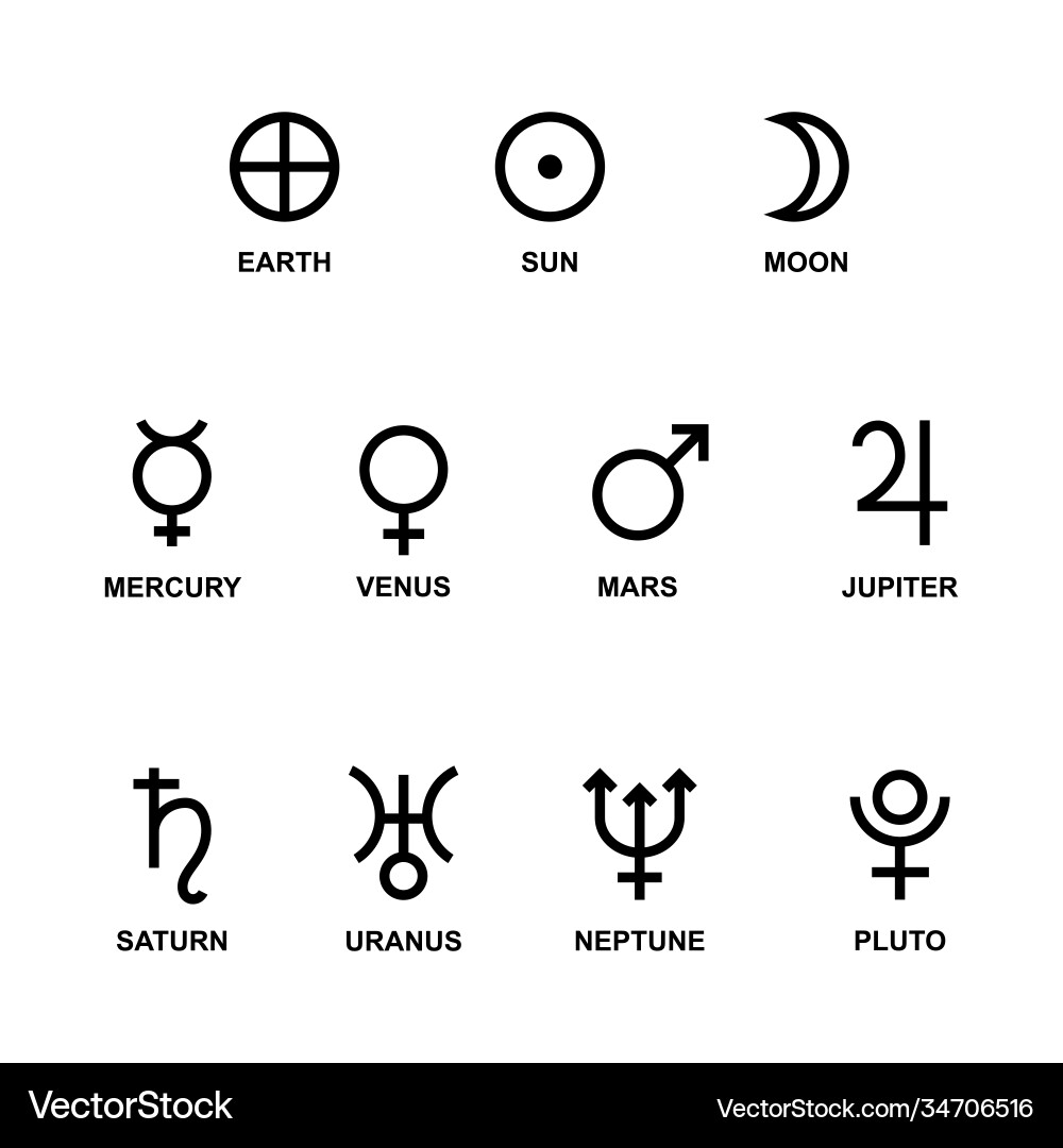 Celestial Body Symbols Royalty Free Vector Image