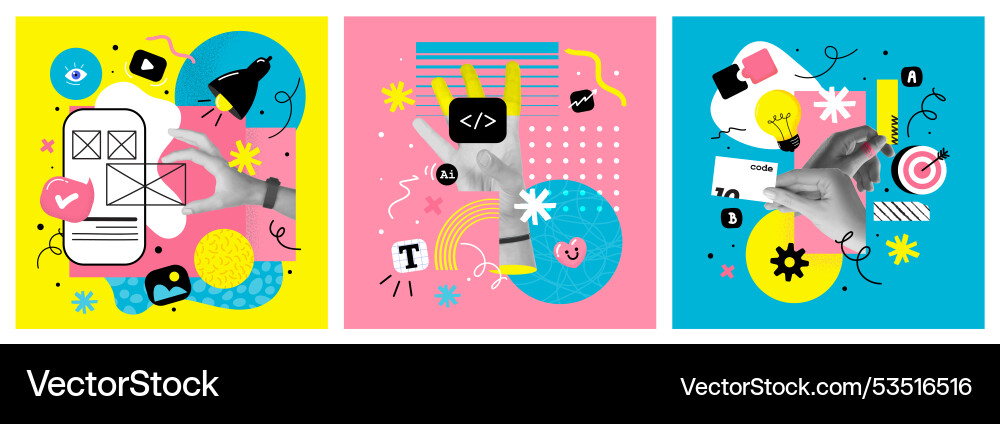 Collage poster design - creative Royalty Free Vector Image