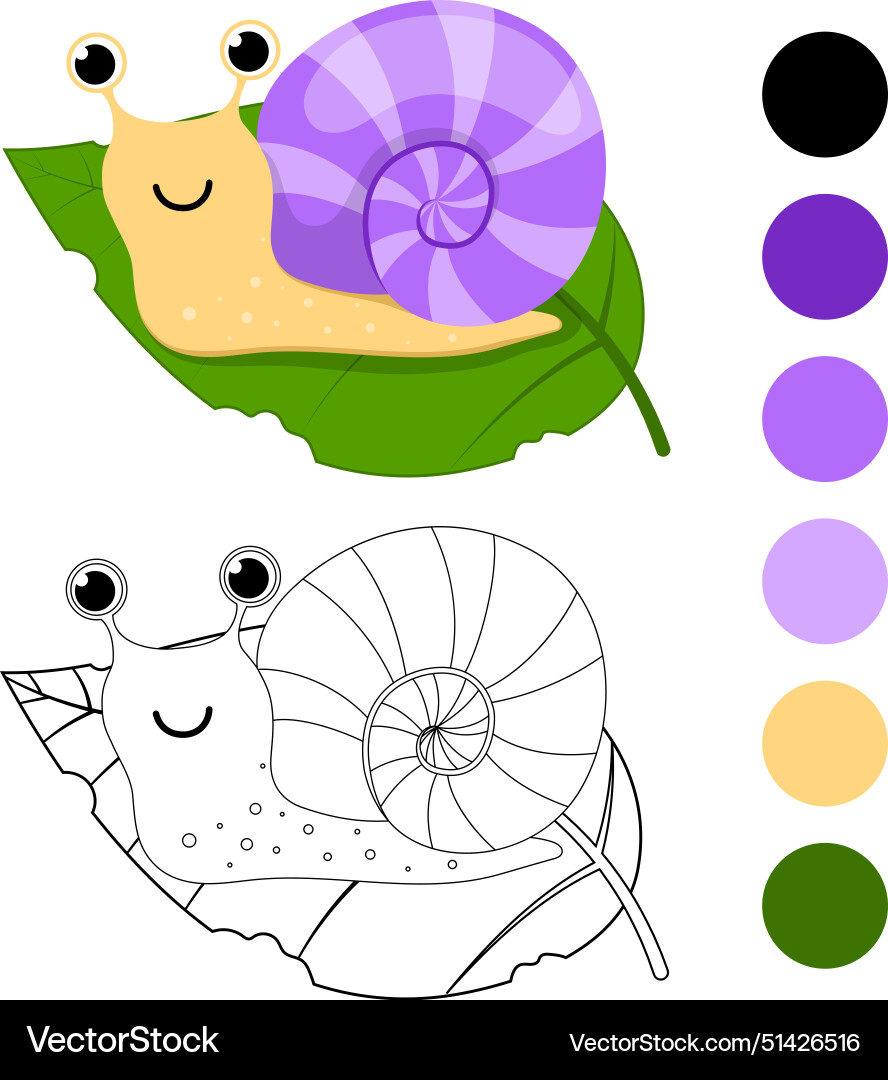 Cute snail cartoon coloring book hand drawn simpl Vector Image