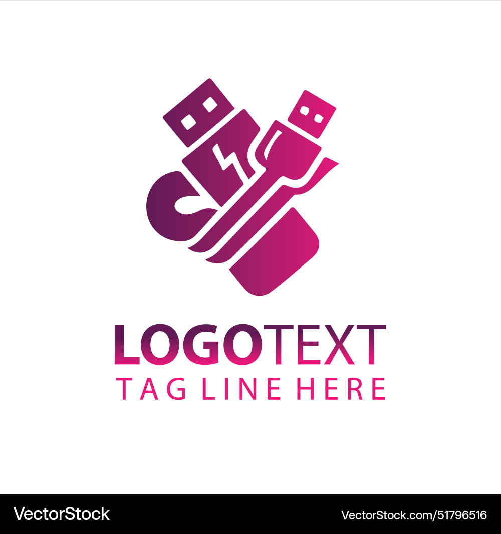 Infinity usb plug logo Royalty Free Vector Image