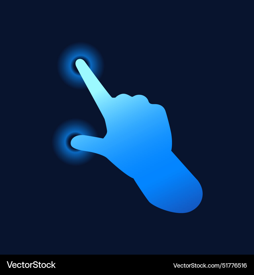 Touch screen double tap hand blue icon Royalty Free Vector