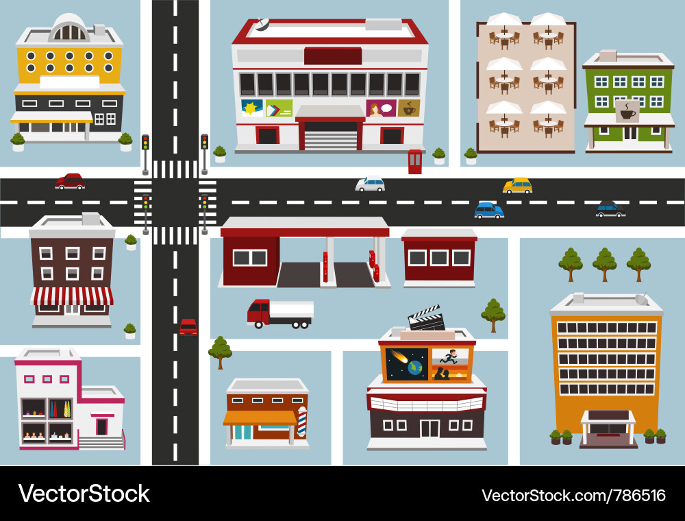Urban Streetscape Royalty Free Vector Image - VectorStock
