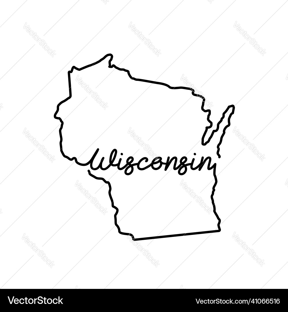 Wisconsin State Outline Map Royalty Free Vector Image