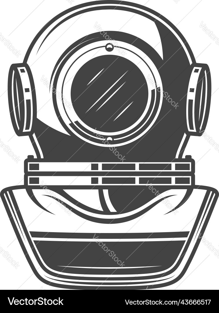 Diving helmet isolated retro scuba mask Royalty Free Vector