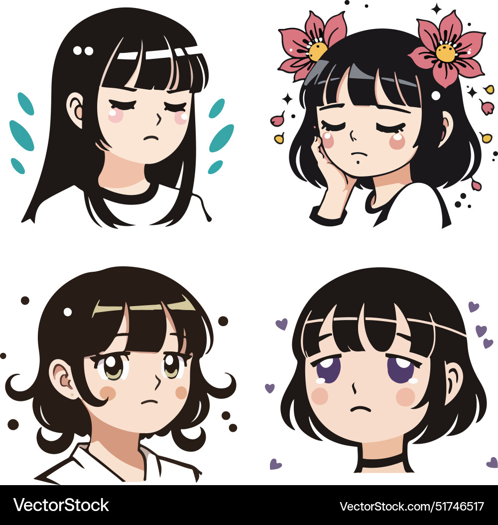 Girl emotions Royalty Free Vector Image - VectorStock