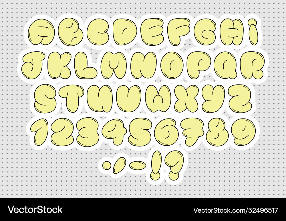Graffiti bubble alphabet retro groovy font Vector Image