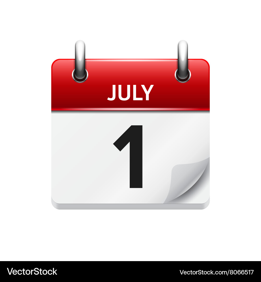 July 1 flat daily calendar icon date Royalty Free Vector