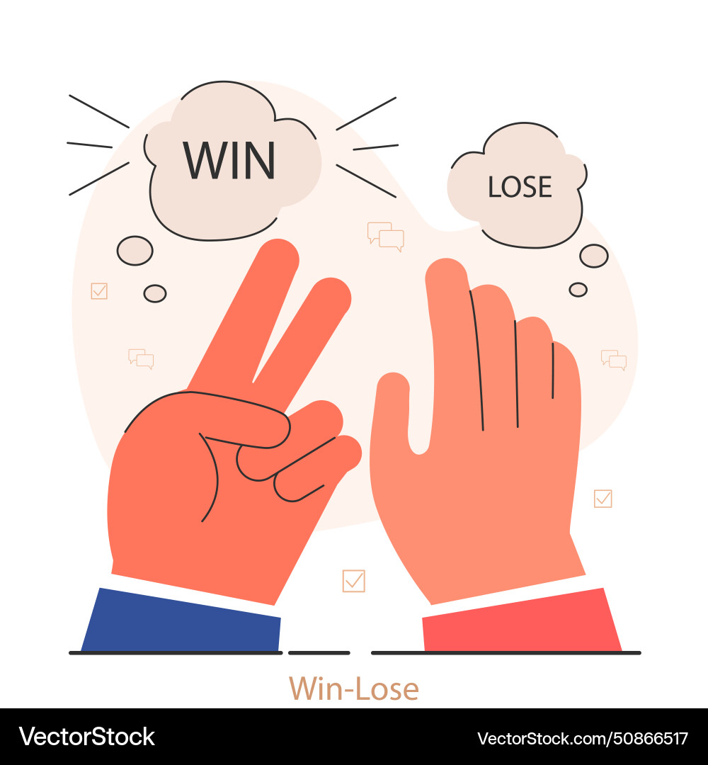 Win-lose scenario emphasizing strategic choices Vector Image
