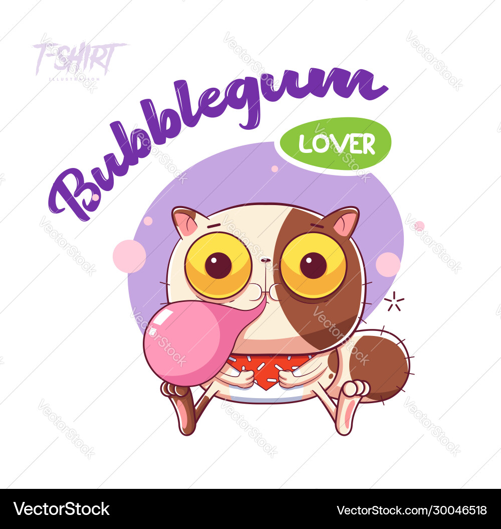 Cute Sweet Tooth Cat Print Royalty Free Vector Image