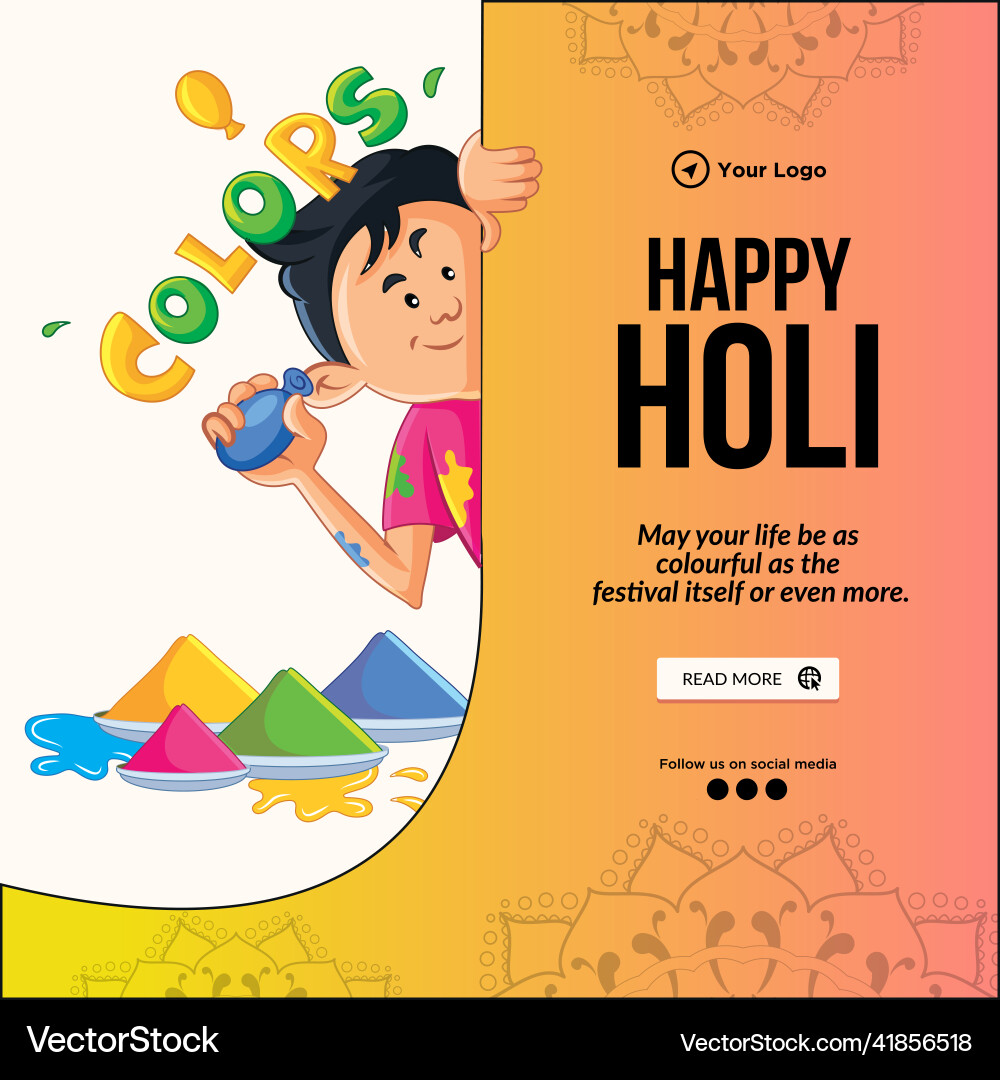 Happy holi banner design Royalty Free Vector Image
