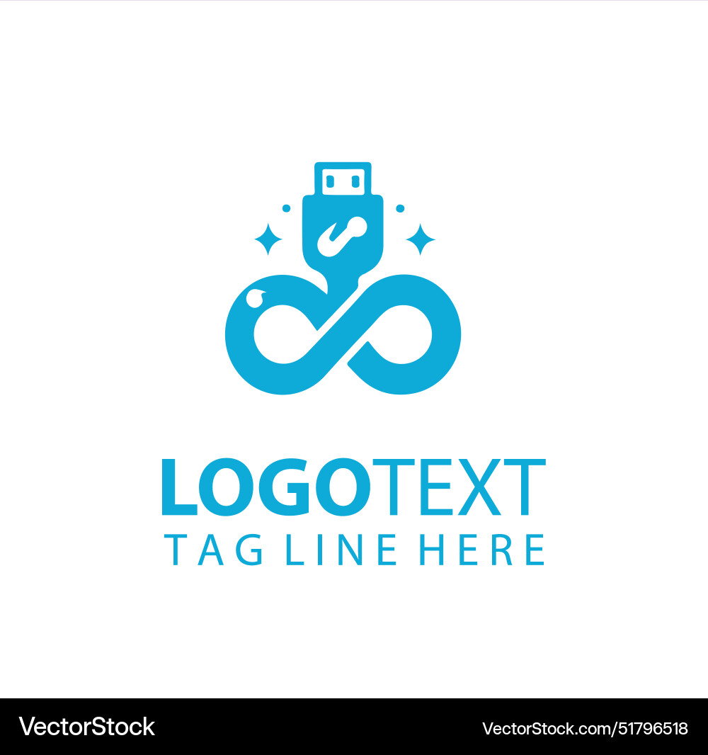 Infinity usb plug logo Royalty Free Vector Image