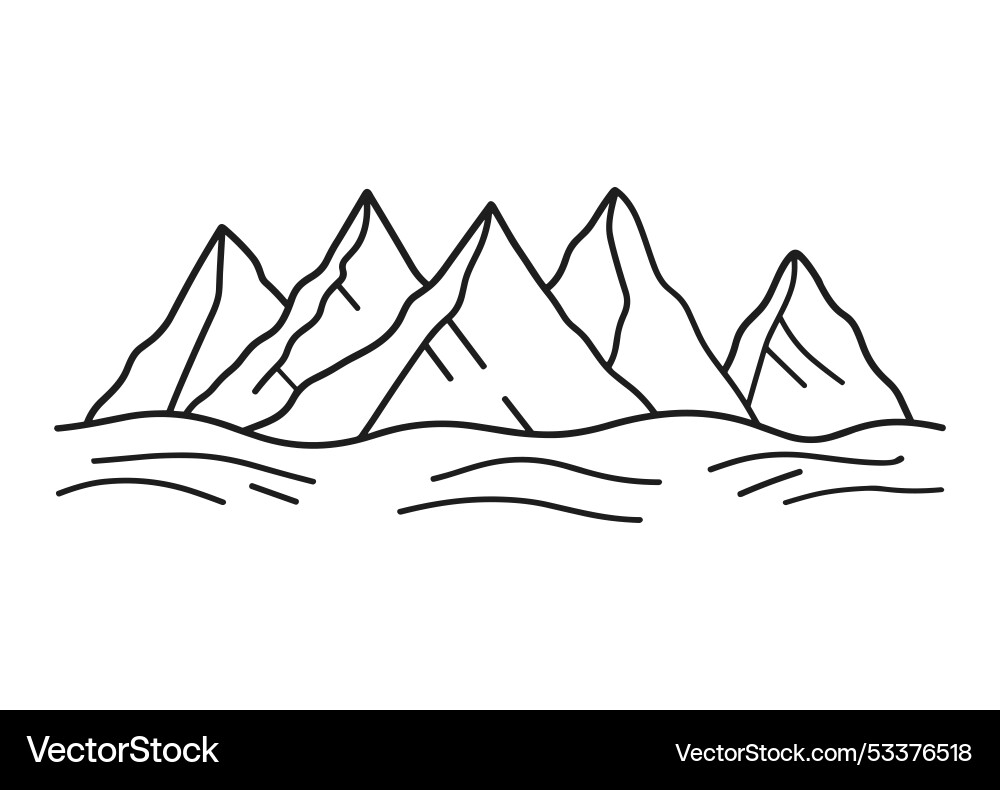 Line art mountain icon style Royalty Free Vector Image