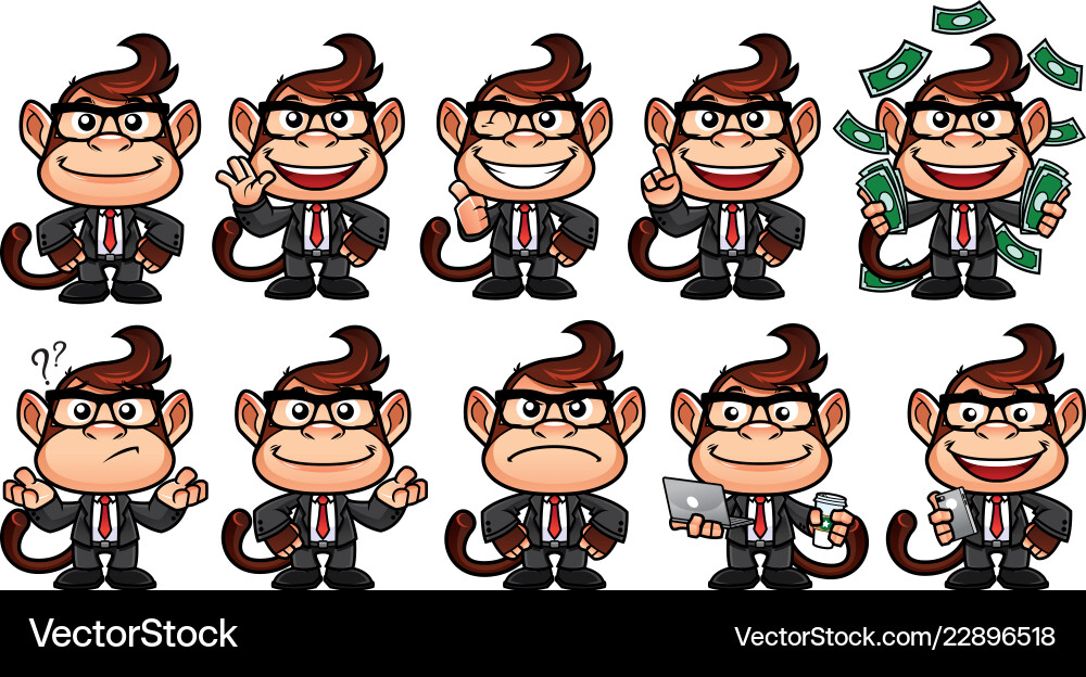 Monkey business set Royalty Free Vector Image - VectorStock