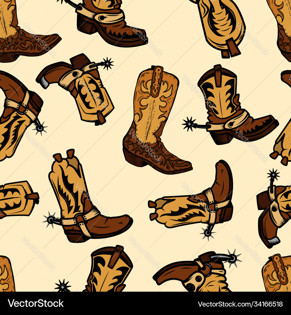 Seamless pattern with cowboy boots design element Vector Image