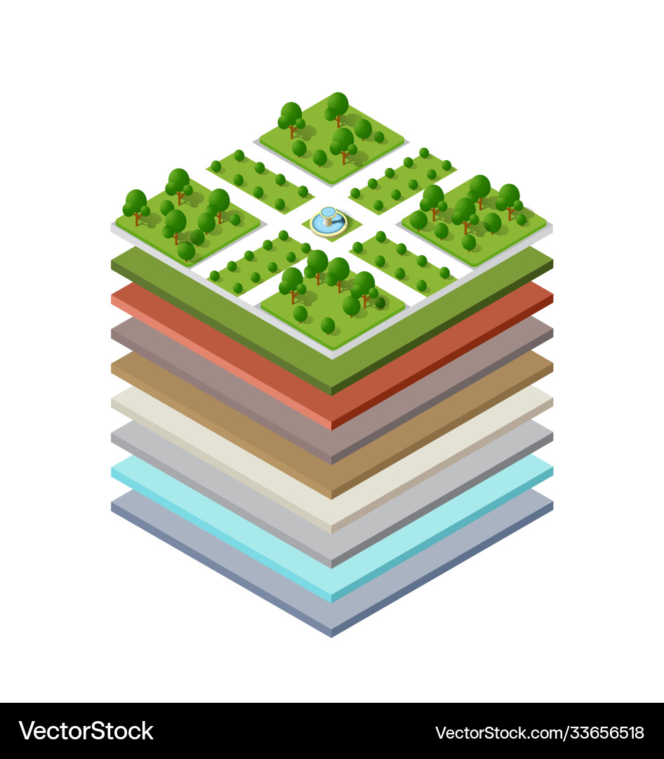 Soil layers cross-section geological Royalty Free Vector