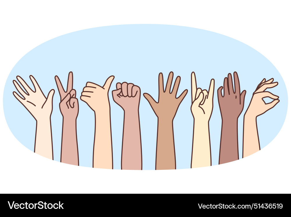 Diverse people show sign language signs Royalty Free Vector