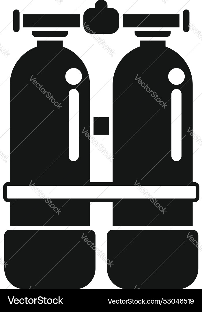 Double scuba tank with oxygen for diving in simple