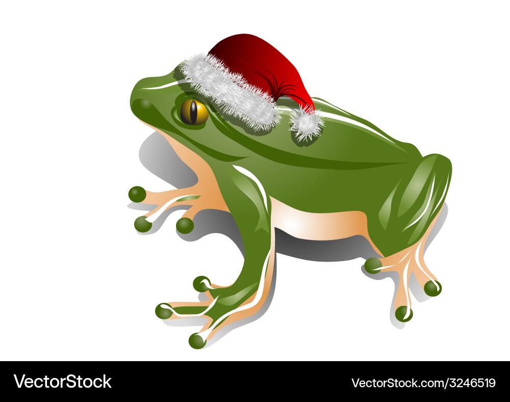Festive Frog in Santa Hat Royalty Free Vector Image