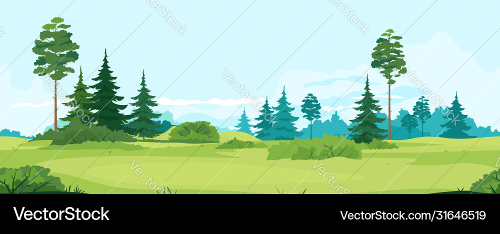 Green valley with trees tillable horizontally Vector Image