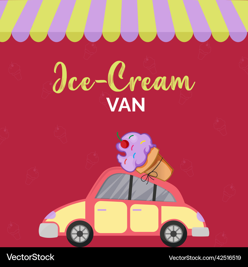Ice cream van banner design Royalty Free Vector Image