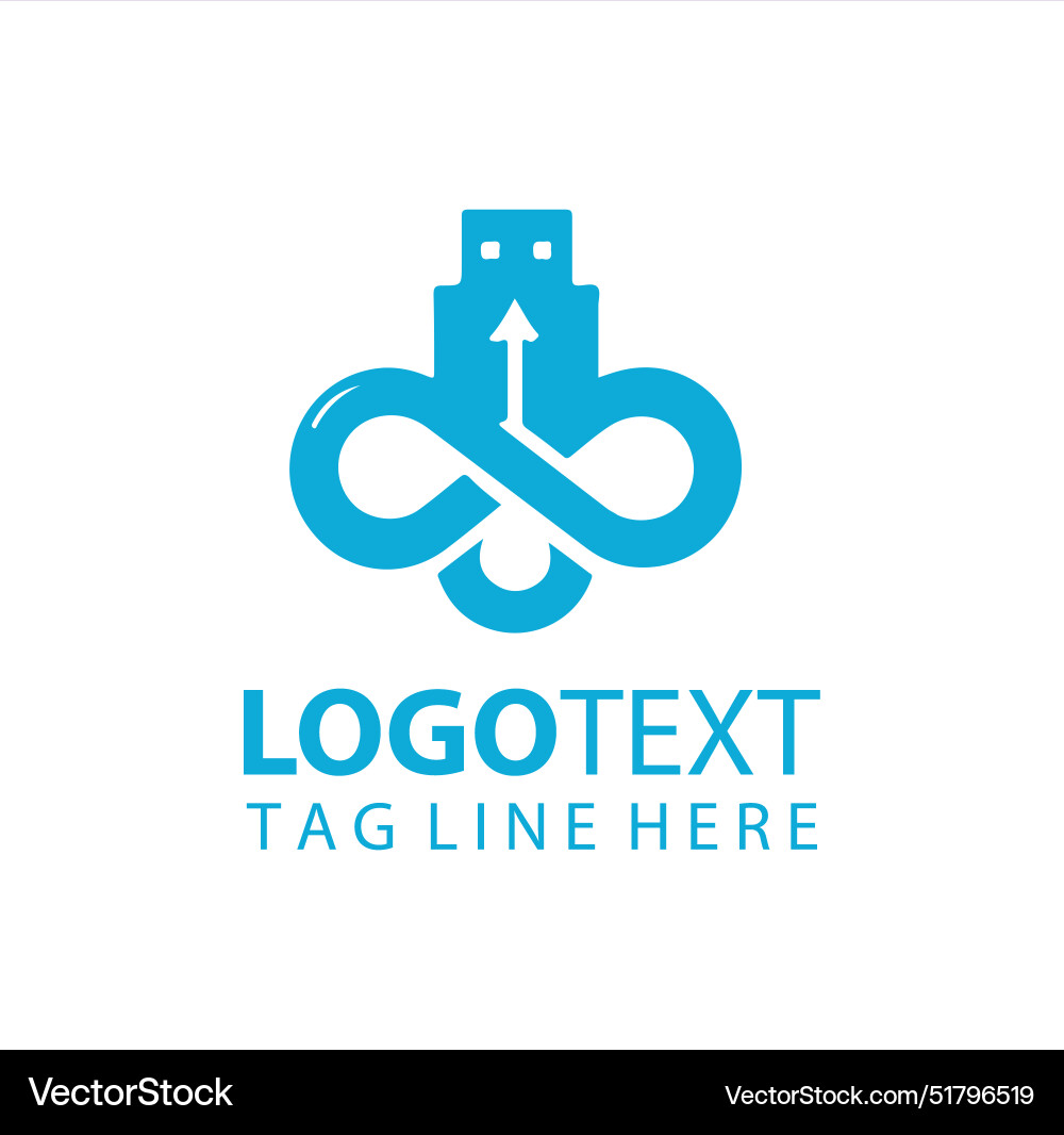 Infinity usb plug logo Royalty Free Vector Image