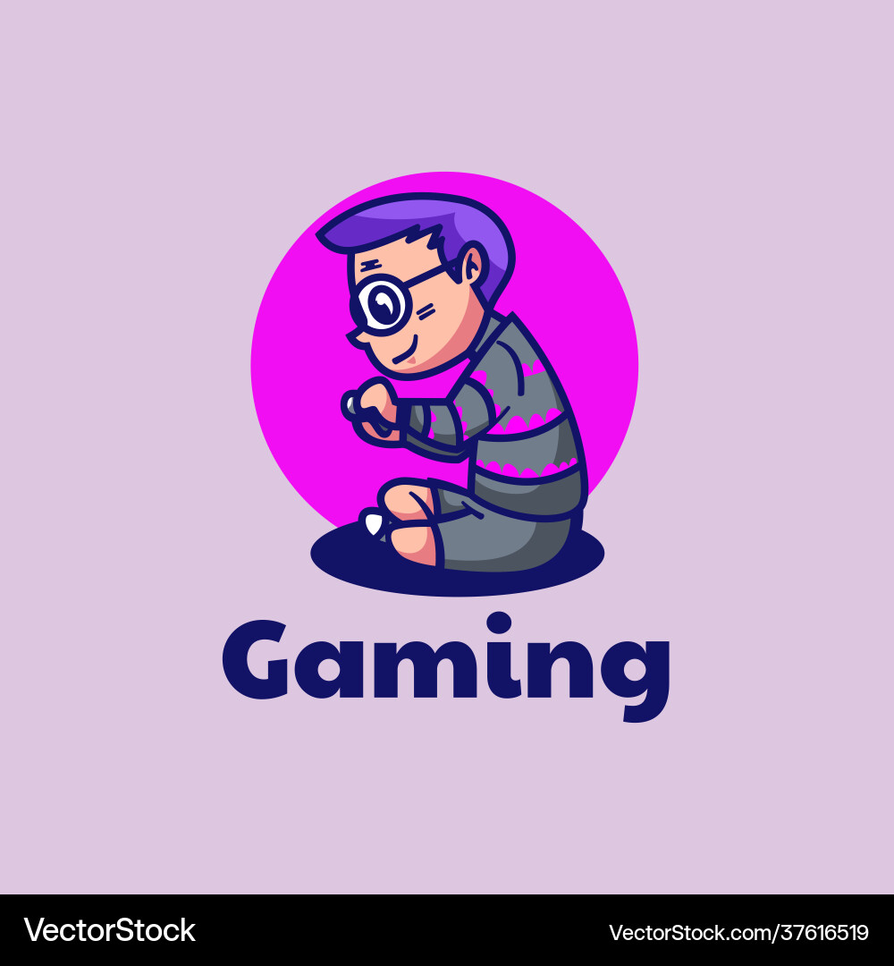 Logo gaming cute cartoon Royalty Free Vector Image