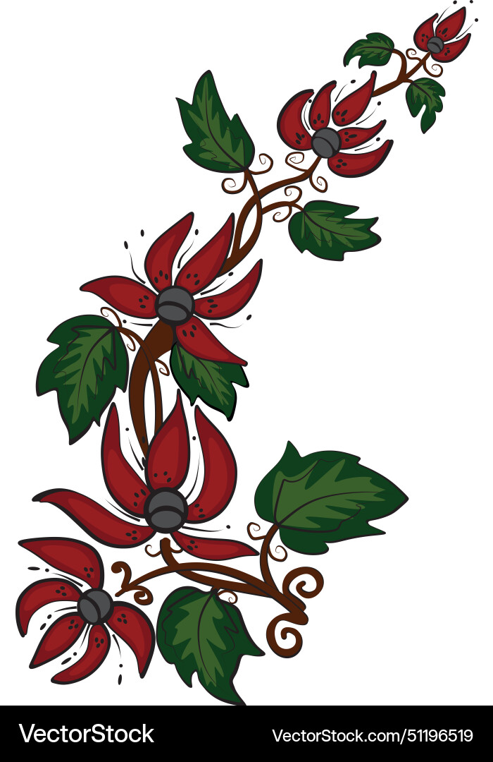 Red color lily flower bunch Royalty Free Vector Image