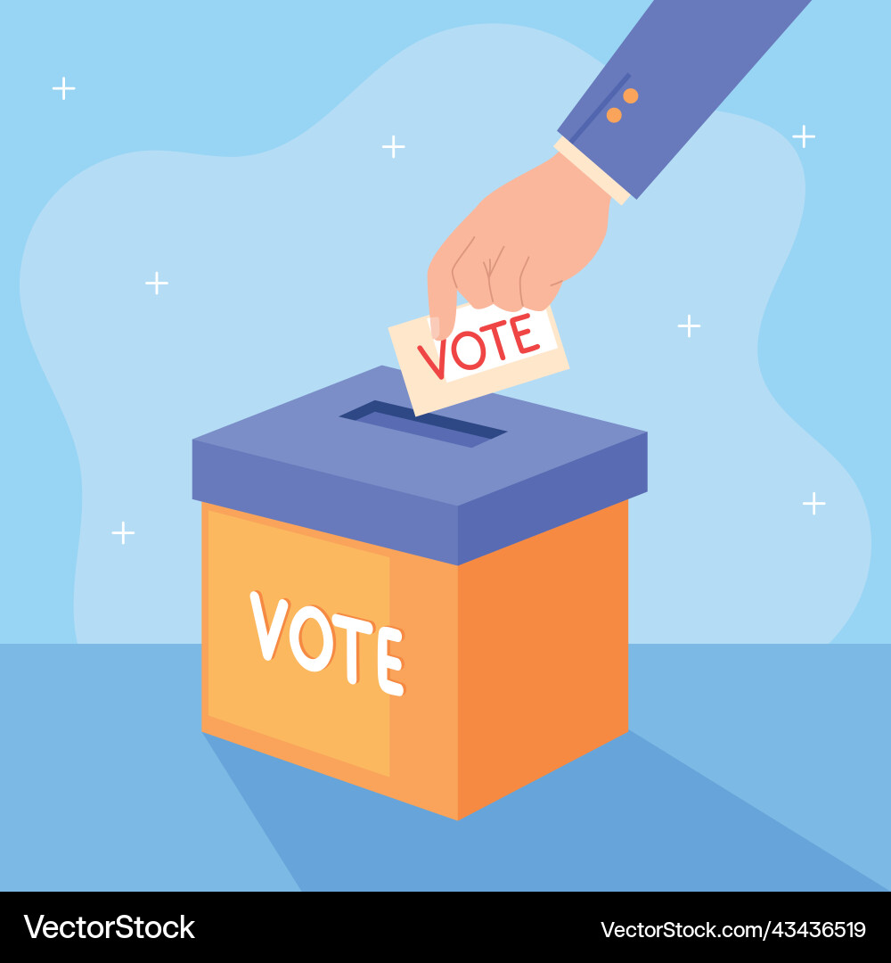 Voter hand voting in urn Royalty Free Vector Image