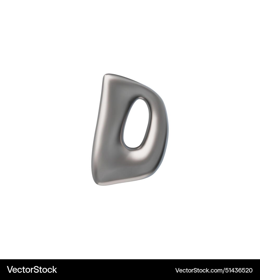 3d glossy silver capital letter d with liquid Vector Image