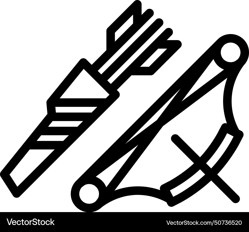 Archery logo arrows and bow black line icon Vector Image