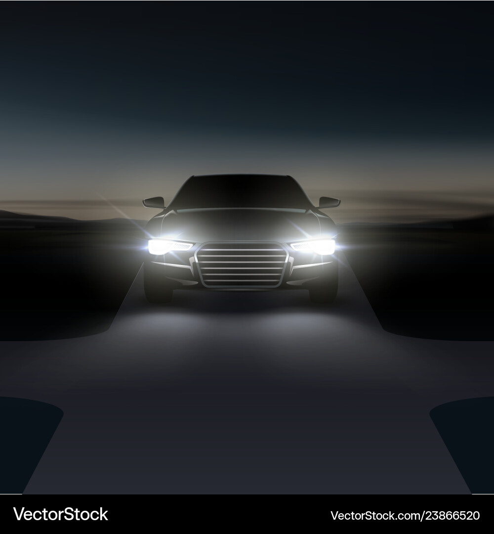 Car Headlights at Dusk Royalty Free Vector Image