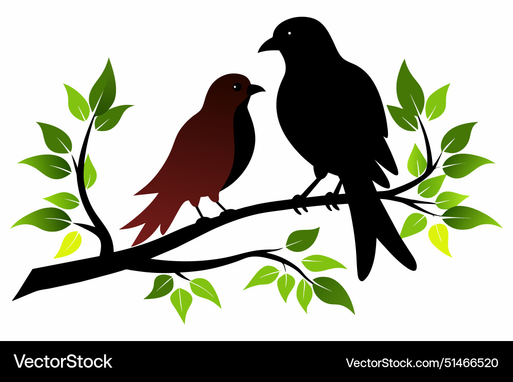 Charming birds perched on a tree Royalty Free Vector Image