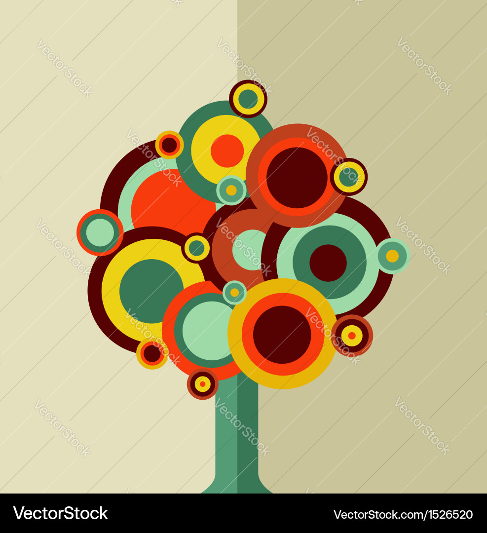 Colorful vintage tree Royalty Free Vector Image