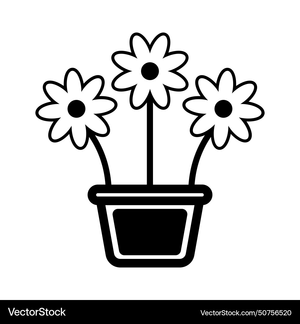 Flower in flowerpot icon on white background Vector Image