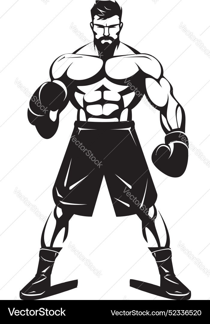 Gloved champ cartoon boxer brawl master black Vector Image