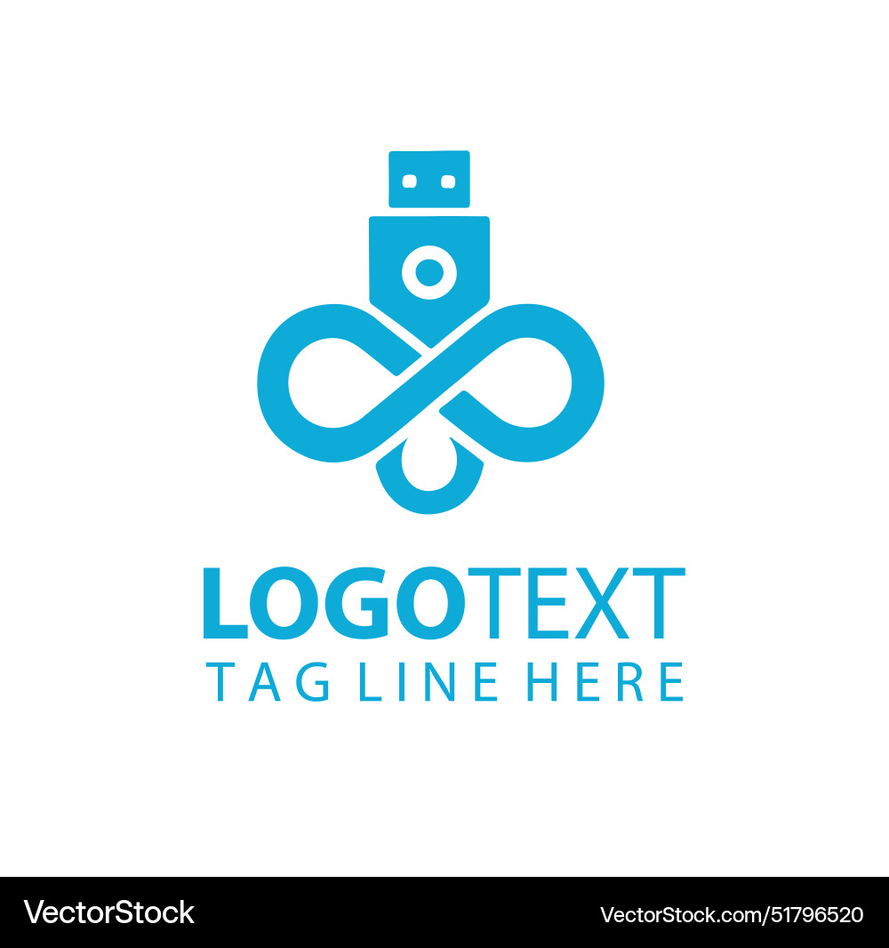 Infinity usb plug logo Royalty Free Vector Image