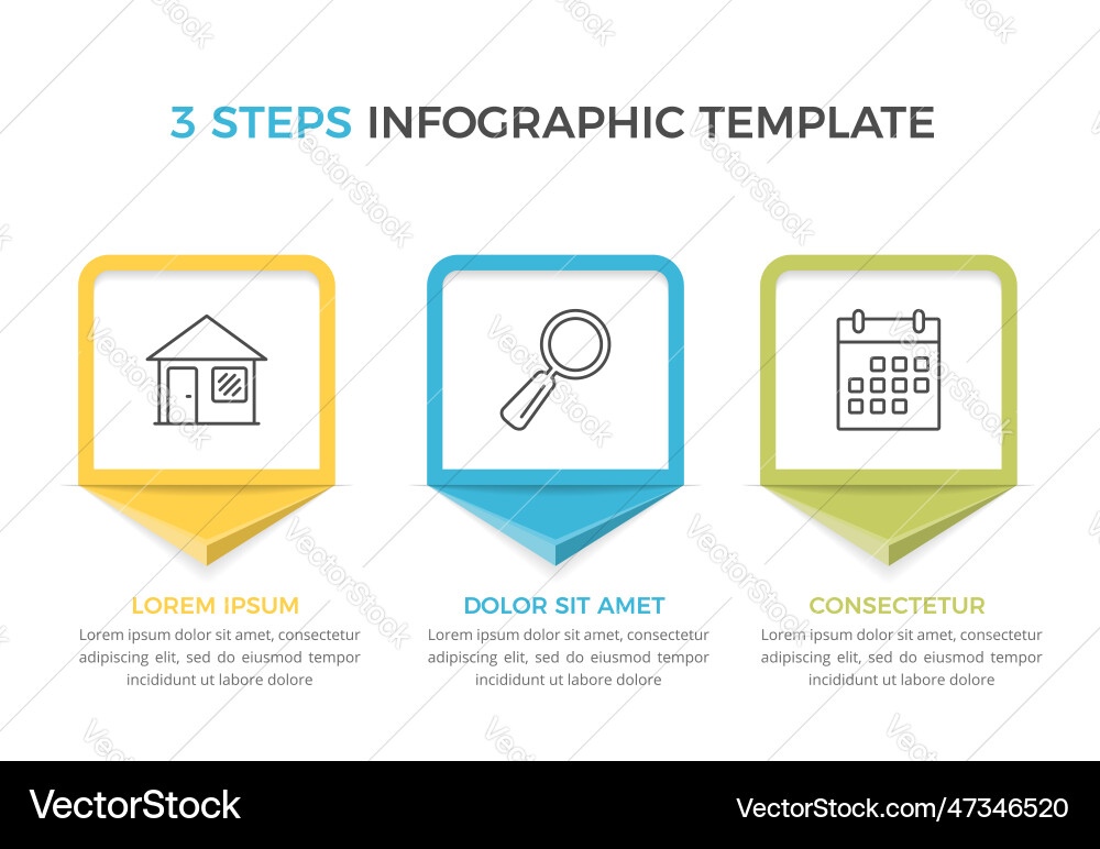 Infographic template with 3 steps Royalty Free Vector Image
