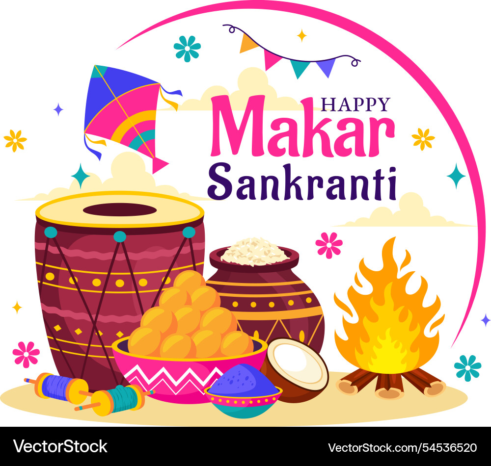 Makar sankranti translation the harvest festival Vector Image