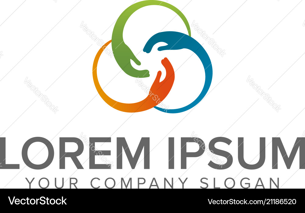 Teamwork hands logo template Royalty Free Vector Image