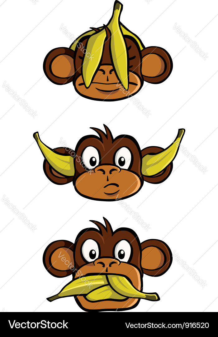Three wise monkeys Royalty Free Vector Image - VectorStock